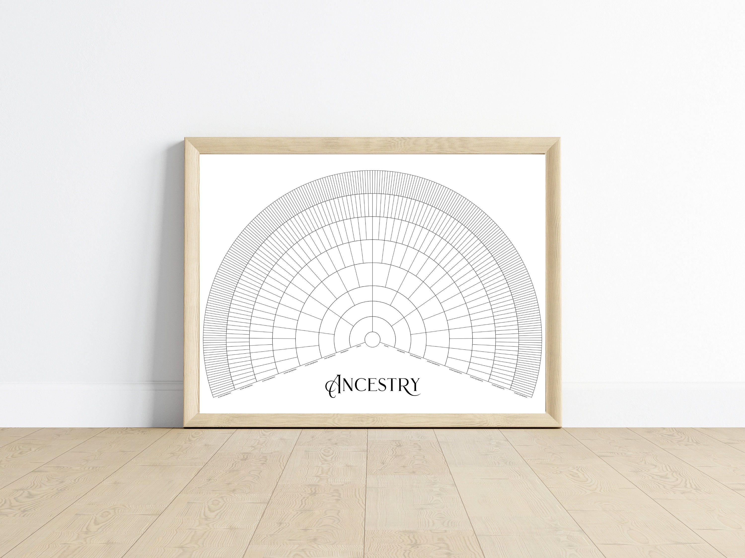 9 Generation Fan Chart, Print & Fill, Digital Printable Fan Chart ...