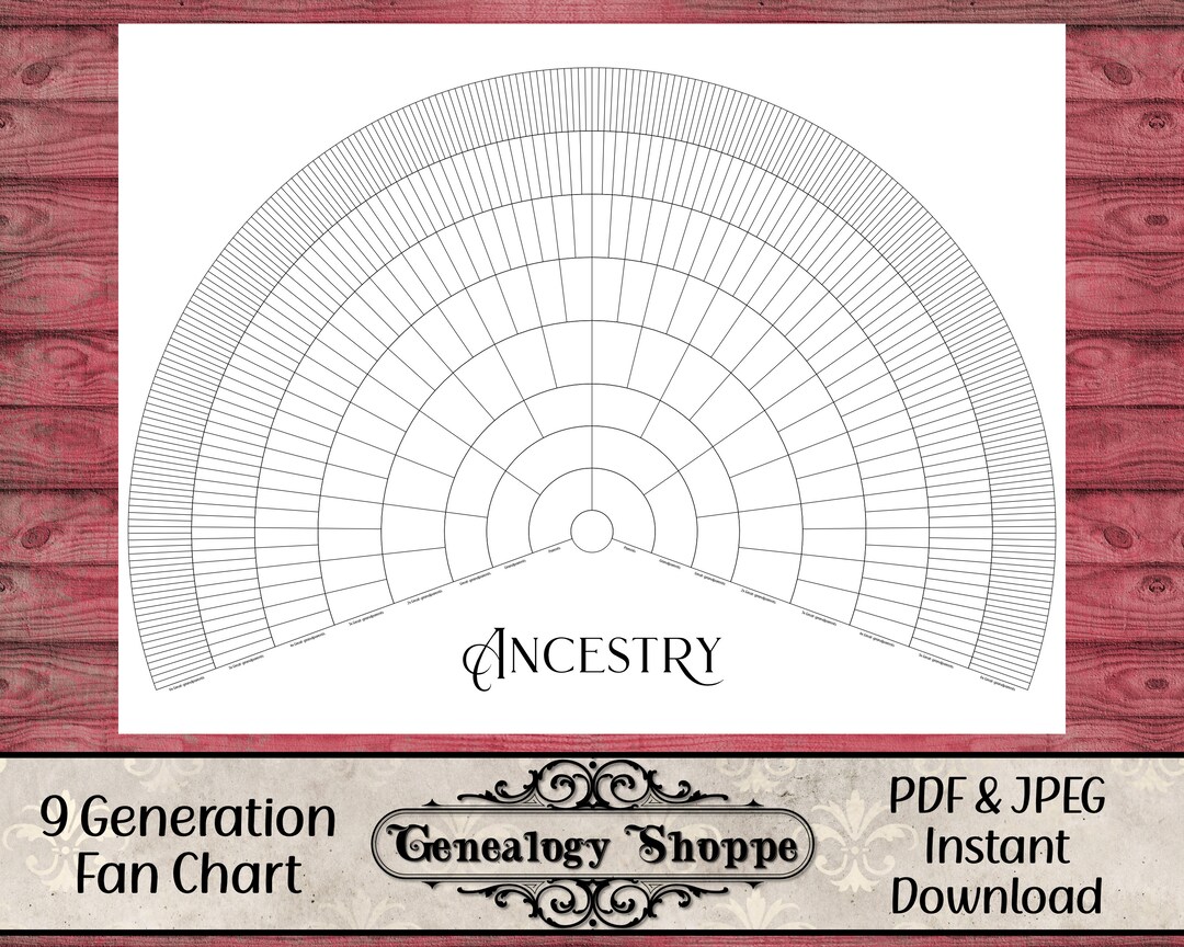 9 Generation Fan Chart Print & Fill Digital Printable Fan - Etsy