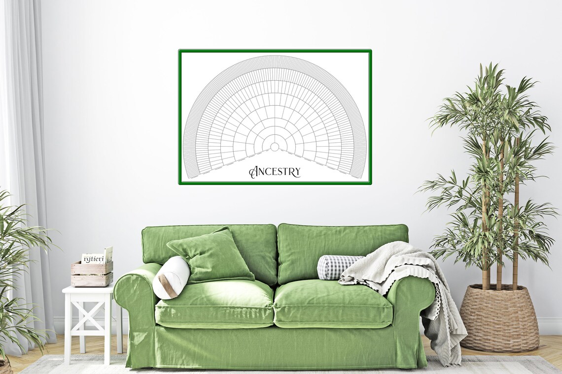 9 Generation Fan Chart, Print & Fill, Digital Printable Fan Chart ...
