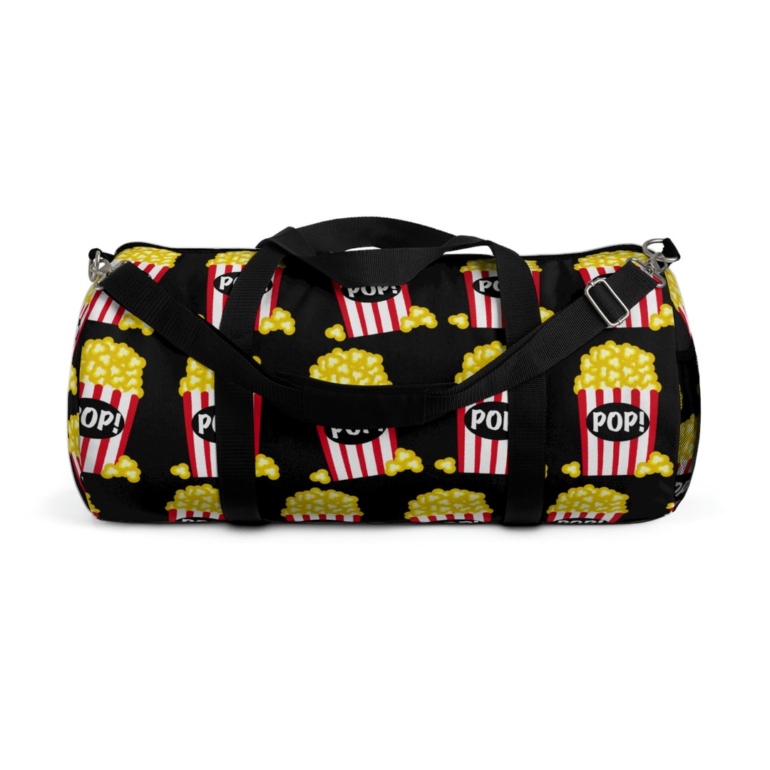Black Duffel Bag With Popcorn Print Popcorn Gym Bag Popcorn - Etsy