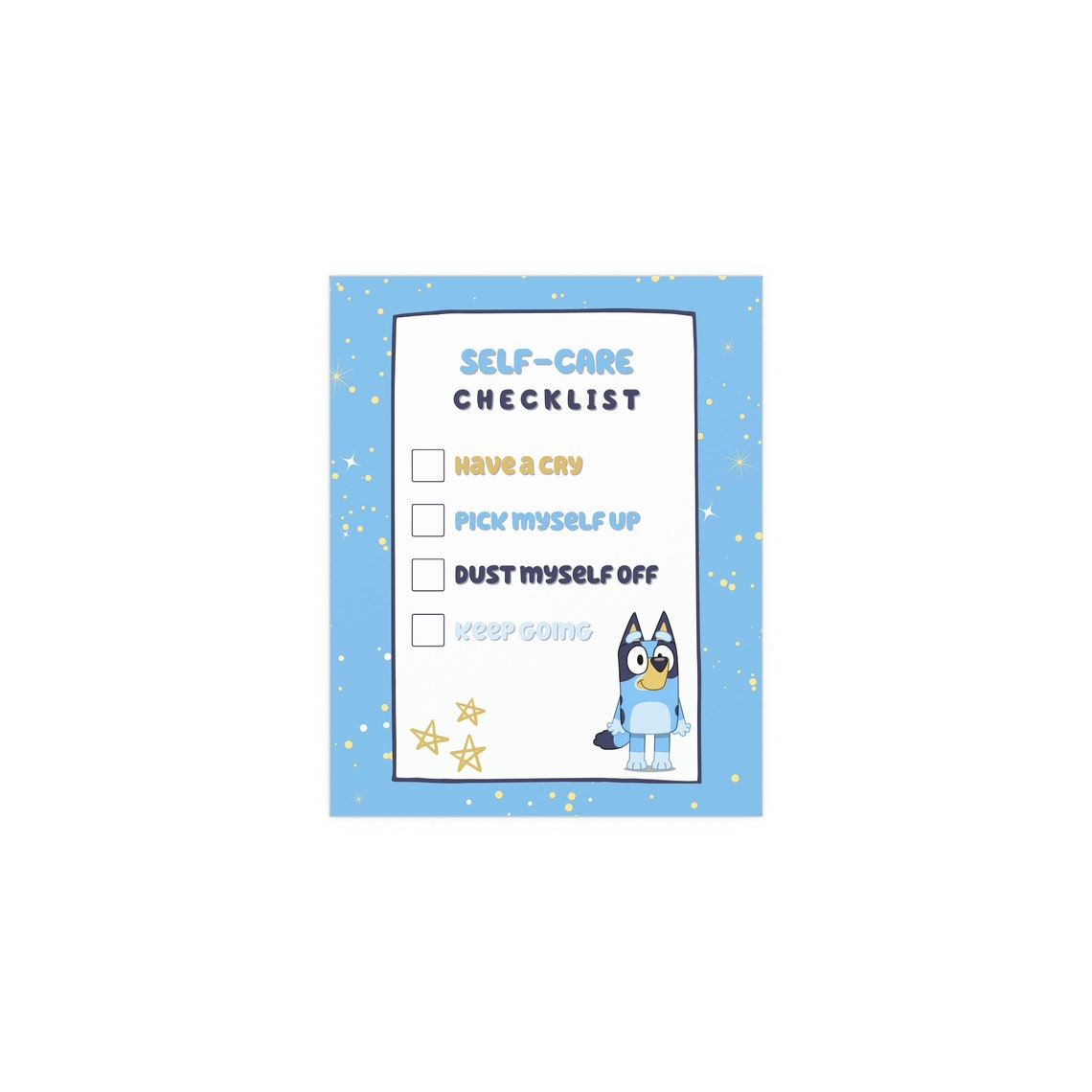 Bluey Selfcare Checklist Poster / Motivational Poster - Etsy