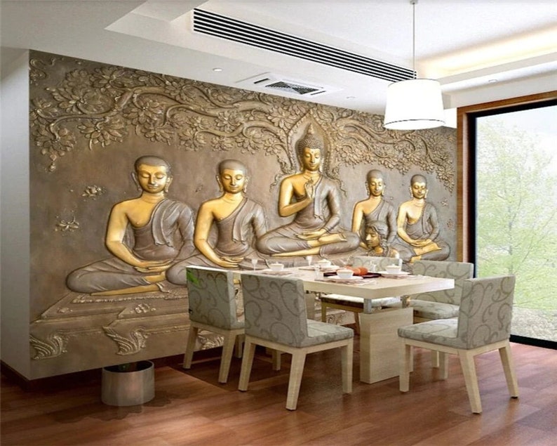 3D Buddha Wallpaper: Custom Cultural Accent Wall Covering - Etsy