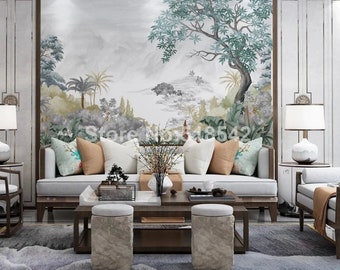 Green Forest Lawn 3D Wallpaper, Custom Size Wallpaper, Accent Wallpaper ...