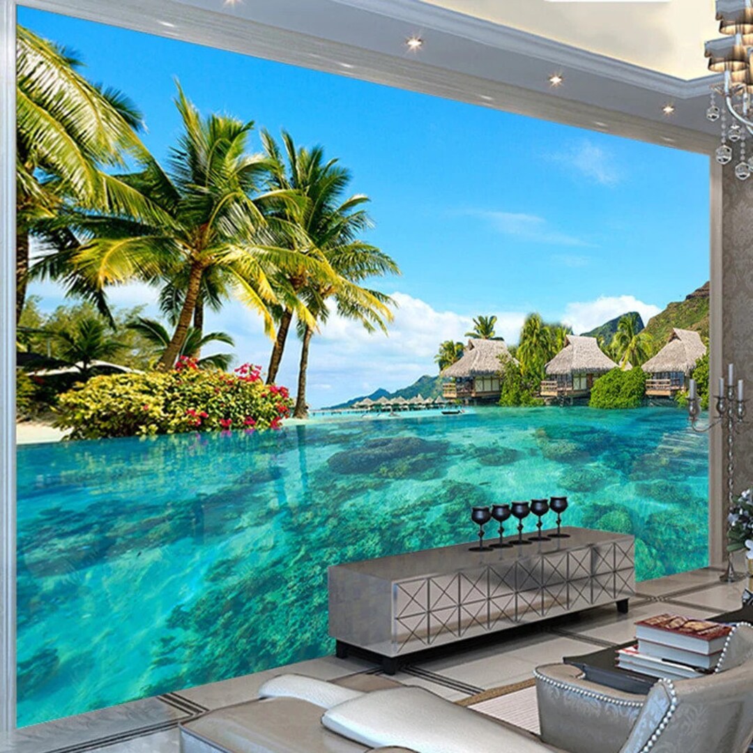 Maldives Sea View 3d Wallpaper Custom Size Wallpaper Accent Wallpaper