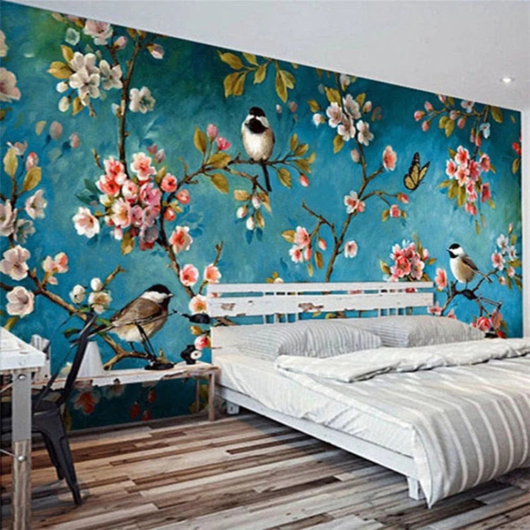 Floral Painting 3D Wallpaper, Custom Size Wallpaper, Accent Wallpaper ...