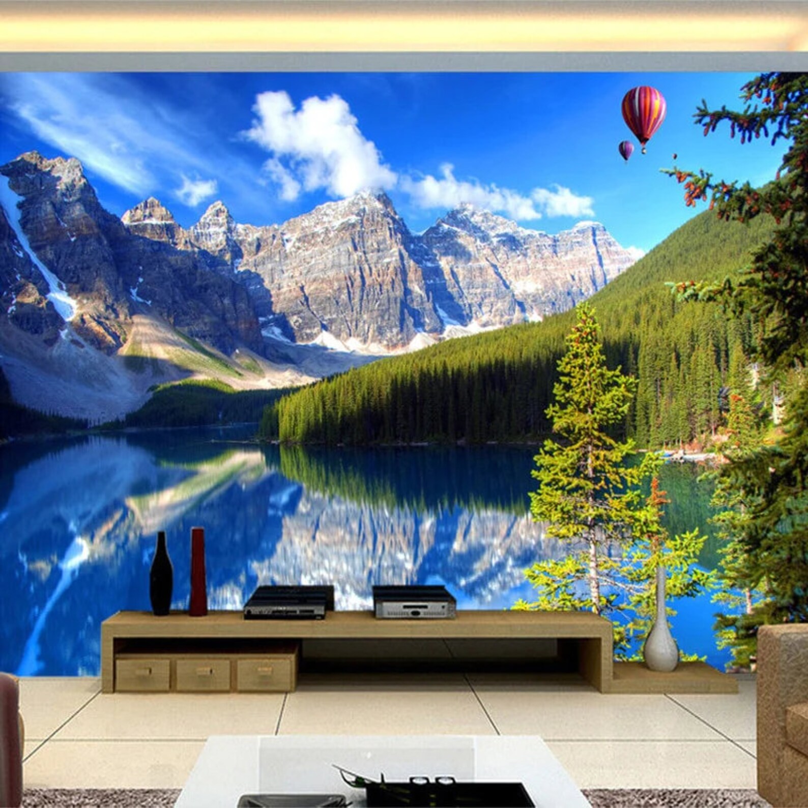 Mountain Lakeview 3D Wallpaper, Custom Size Wallpaper, Accent Wallpaper ...