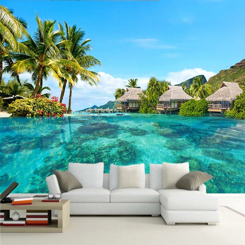 Maldives Sea View 3d Wallpaper Custom Size Wallpaper Accent Wallpaper