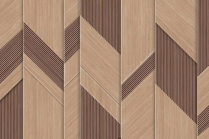 Wood Stripe & Wood Cladding 3D Wallpaper, Custom Size Wallpaper, Accent ...