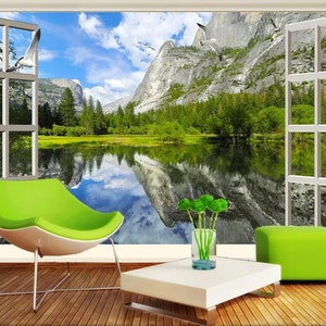 Window Nature 3D Wallpaper, Custom Size Wallpaper, Accent Wallpaper ...