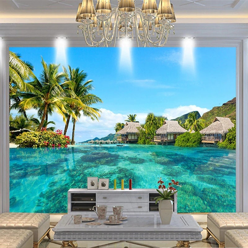 Maldives Sea View 3d Wallpaper Custom Size Wallpaper Accent Wallpaper