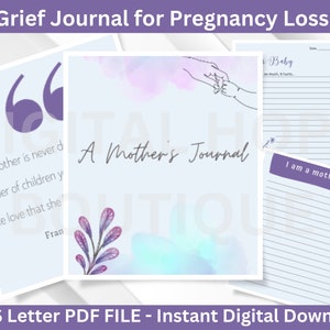 Miscarriage Grief Journal, Pregnancy Loss Therapy Worksheets, Baby Loss ...