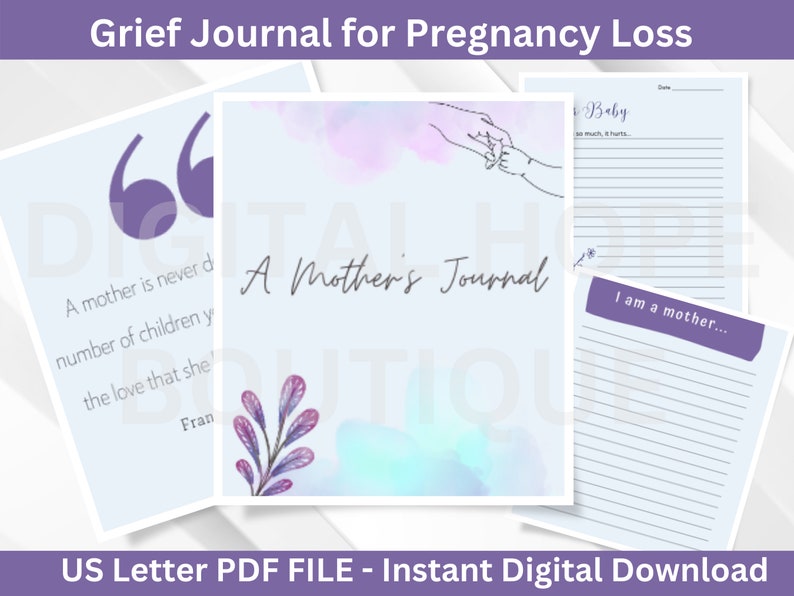 Miscarriage Grief Journal, Pregnancy Loss Therapy Worksheets, Baby Loss ...