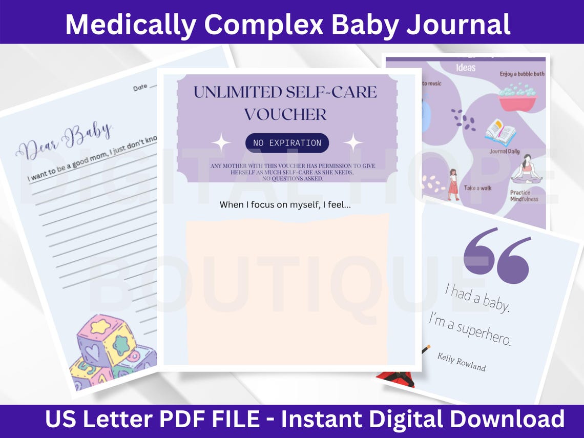 Medically Complex Baby Journal, Sick Baby Guided Journey, NICU ...