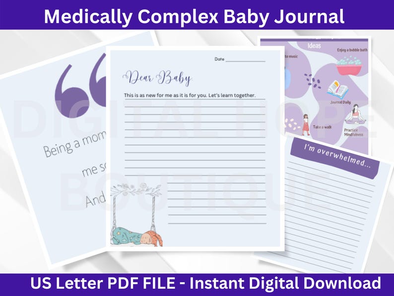 Medically Complex Baby Journal, Sick Baby Guided Journey, NICU ...