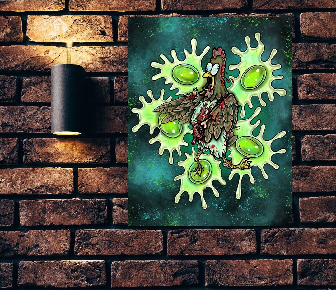Zombie Chicken, Zombie Chicken Wall Art, Zombie, Zombie Wall Art ...