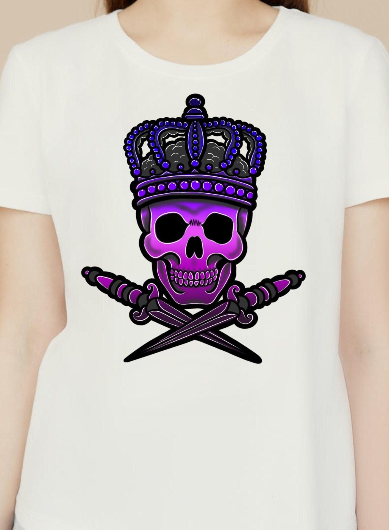 Skull and Crown, Skull and Daggers, Skull Png, Skulls, Crown, Colorful ...