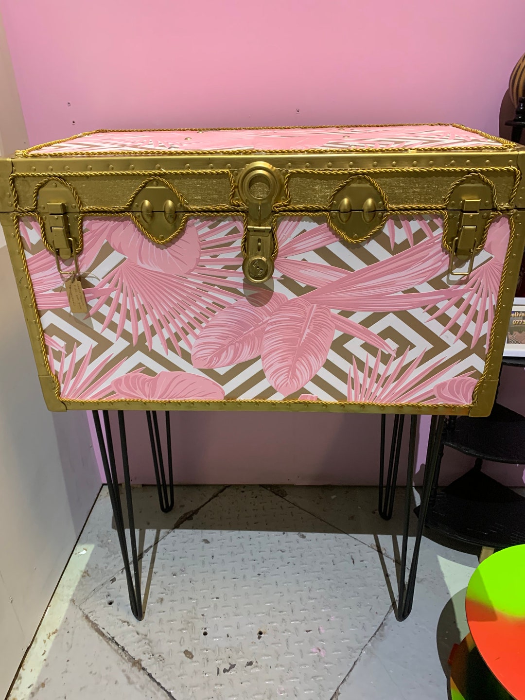 Upcycled Pink Gold Chest Trunk - Etsy UK
