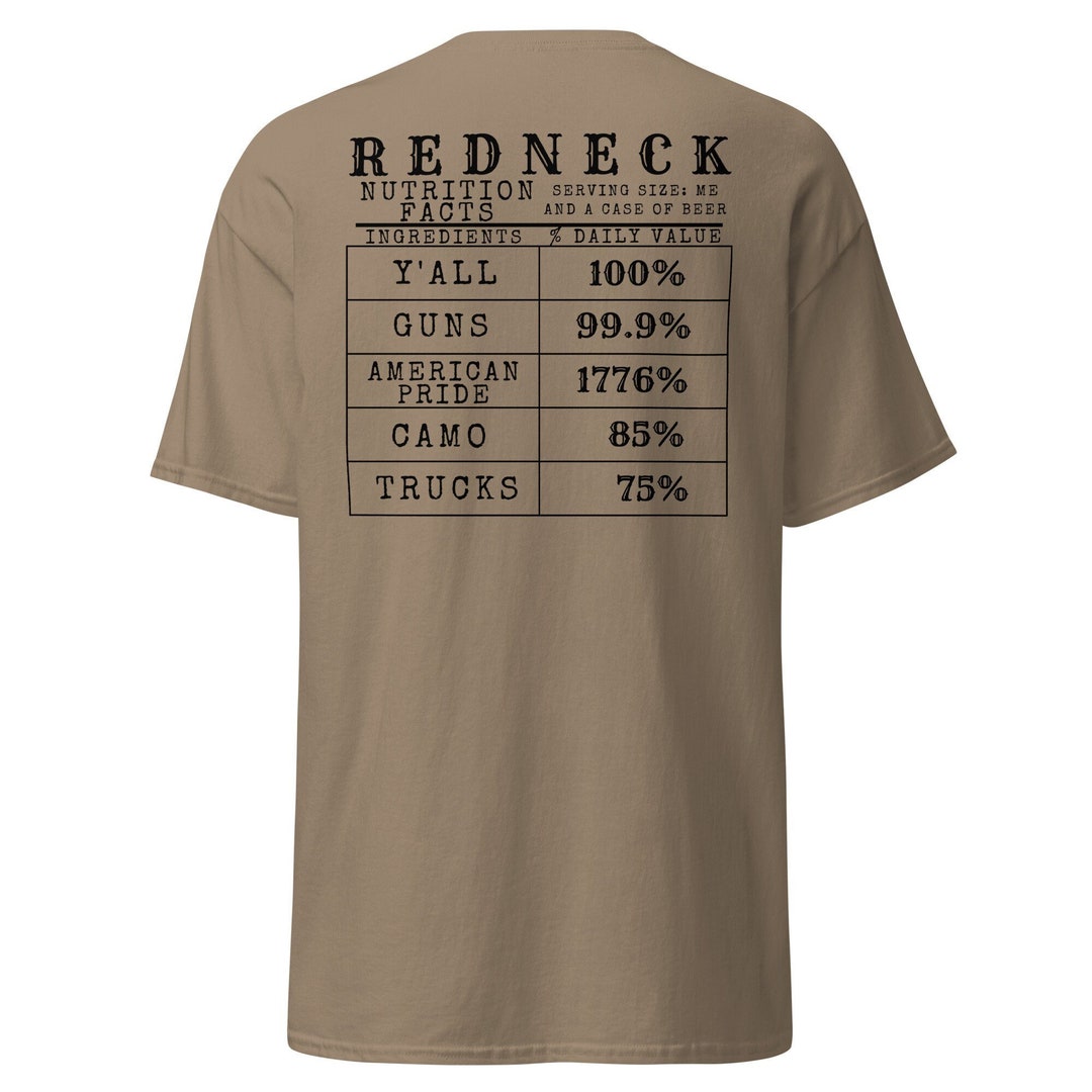 Redneck Nutrition Facts - Men's Graphic Tshirt - Etsy
