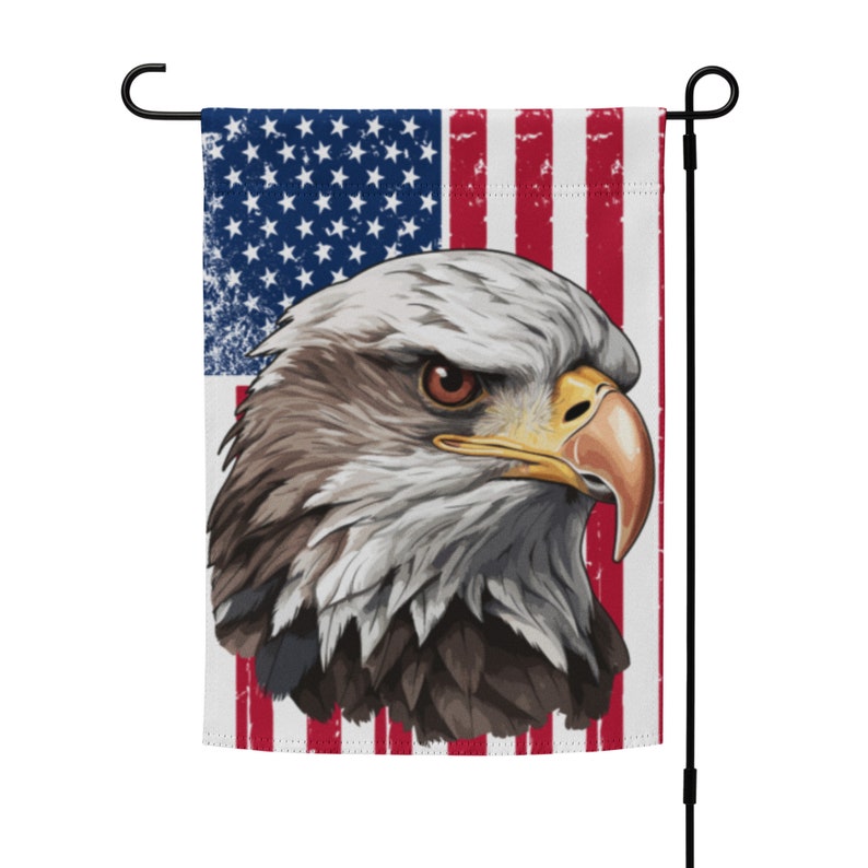 American Flag With Bald Eagle Graphic Design Garden Flag - Etsy