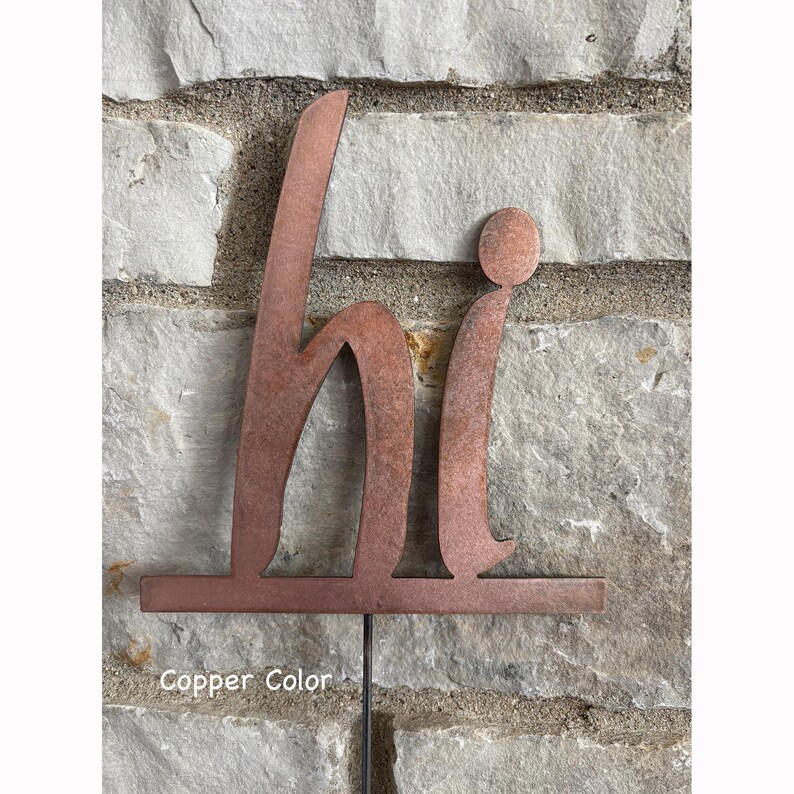 Say Hi Metal Entry Sign Yard Stake Rustic Natural Alternative Welcome ...