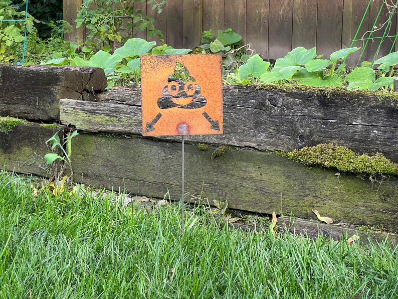 Rustic Metal Dog Poop Zone Sign – Funny Yard Stake for Pet Owners ...