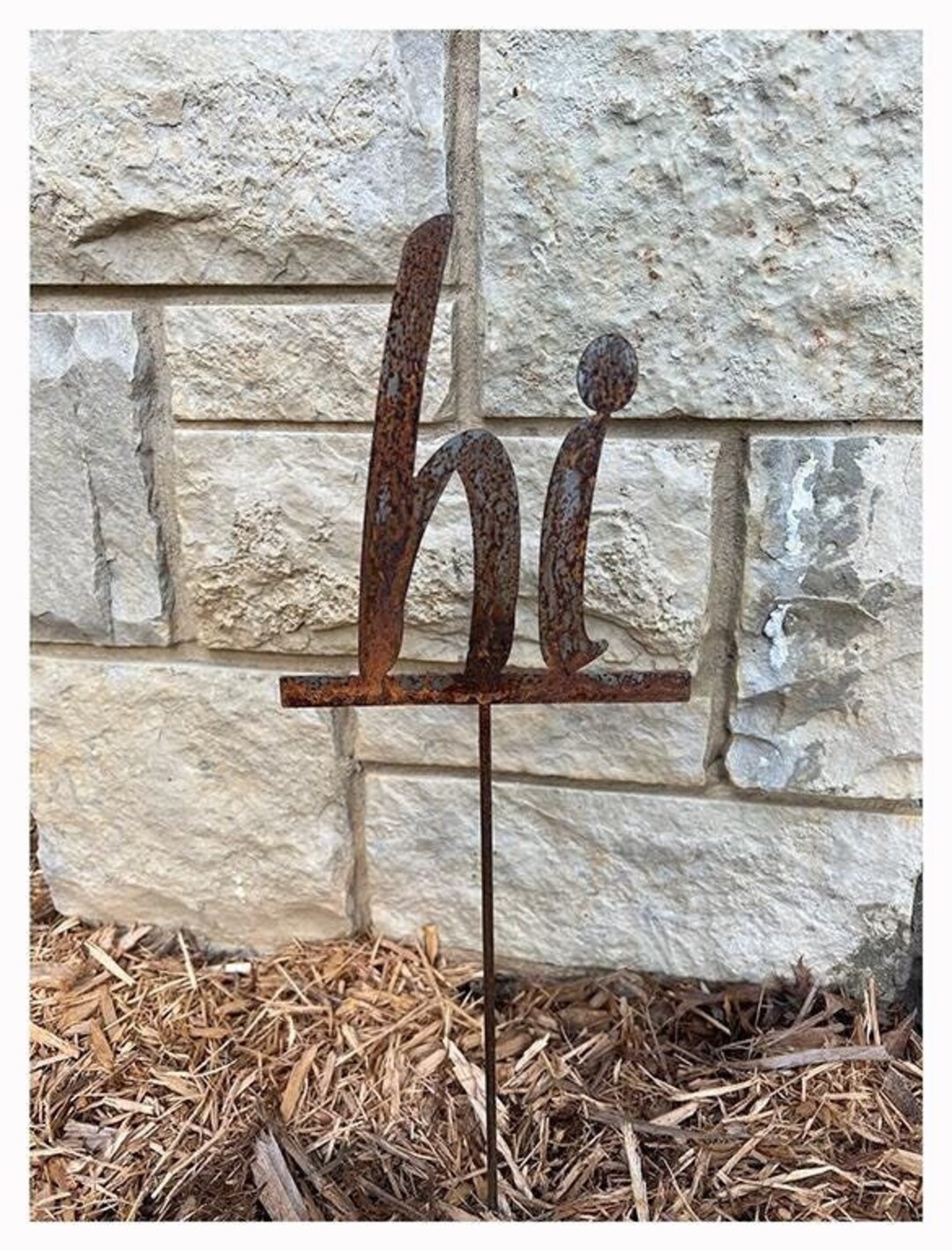 Say Hi! Metal Entry Sign Yard Stake - Rustic Natural Alternative ...