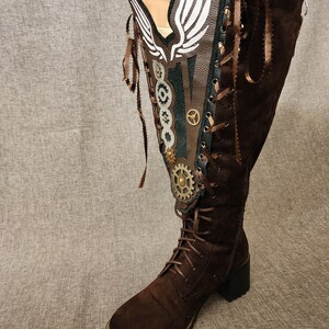 Steampunk Boot Extenders for Extra Wide Calf ! Wings and Gears - Laces ...