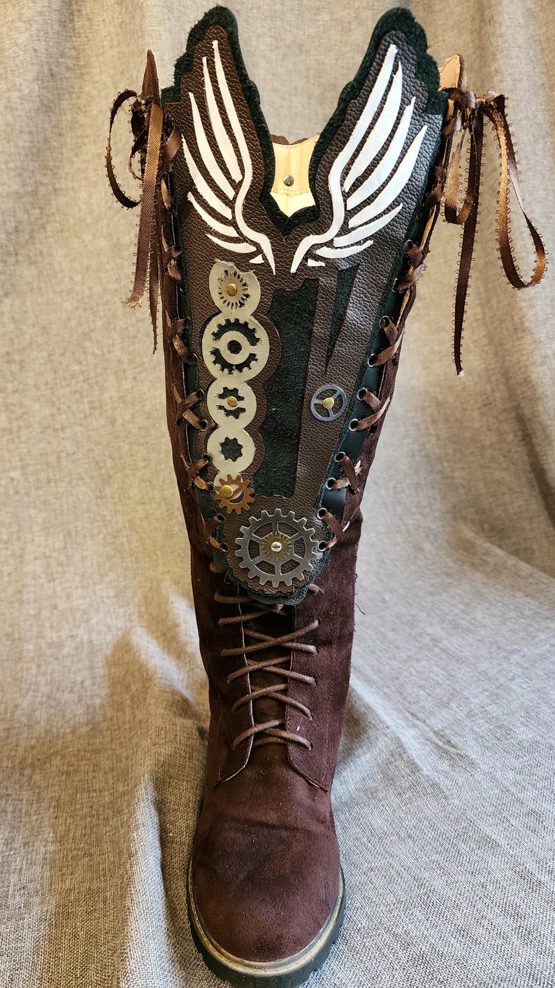 Steampunk Boot Extenders for Extra Wide Calf ! Wings and Gears - Laces ...