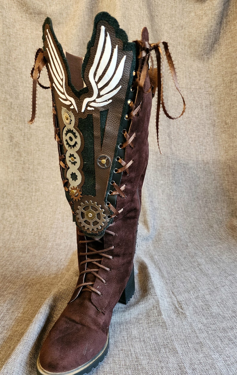 Steampunk Boot Extenders for Extra Wide Calf ! Wings and Gears - Laces ...