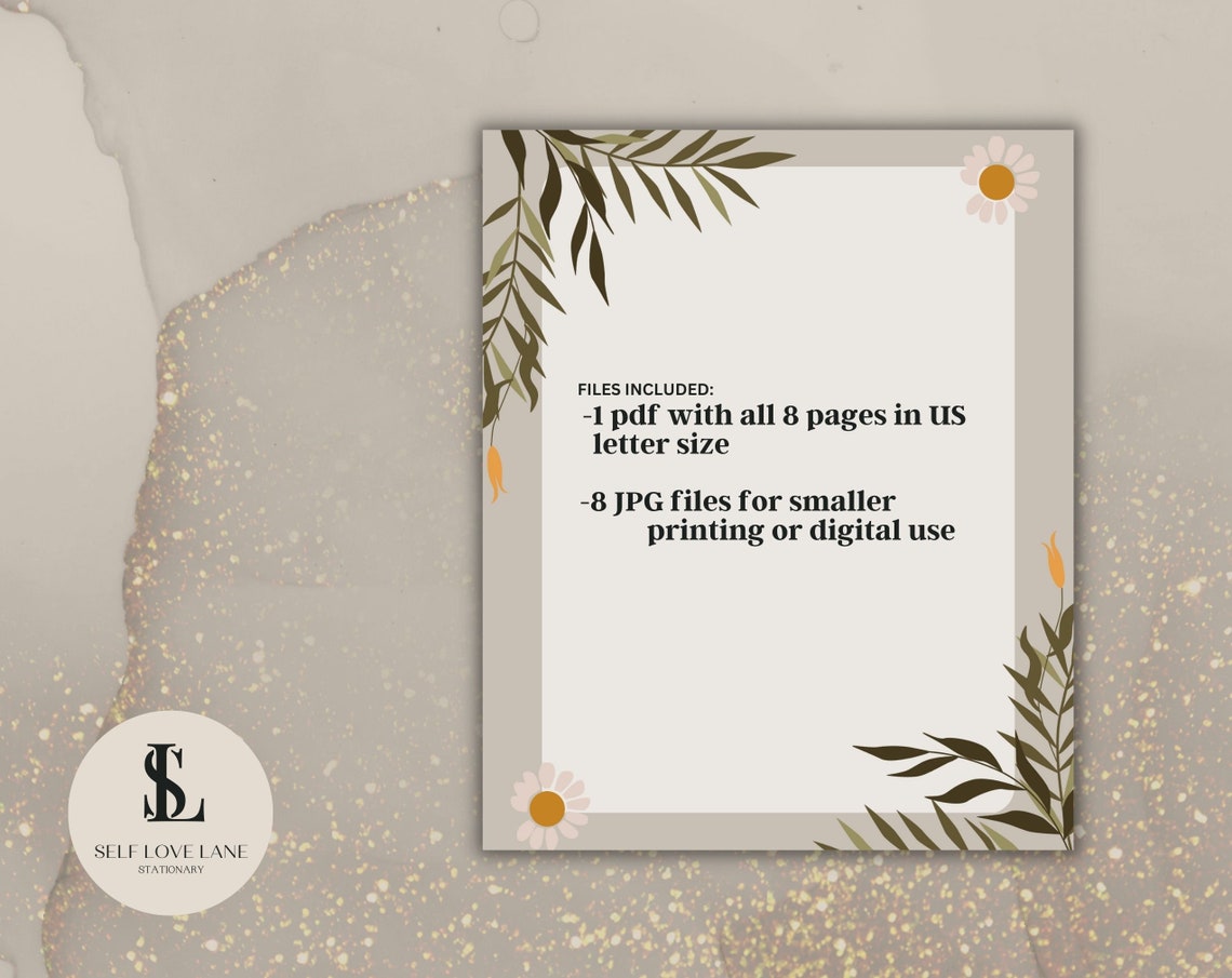 Printable Stationery Set US Letter Size PDF Instant Download - Etsy