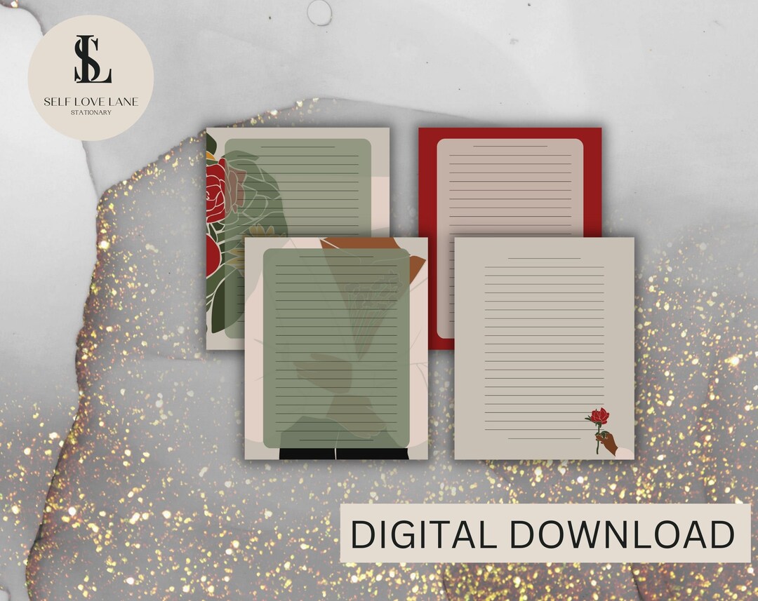 Printable Stationery Set US Letter Size PDF, Instant Download ...