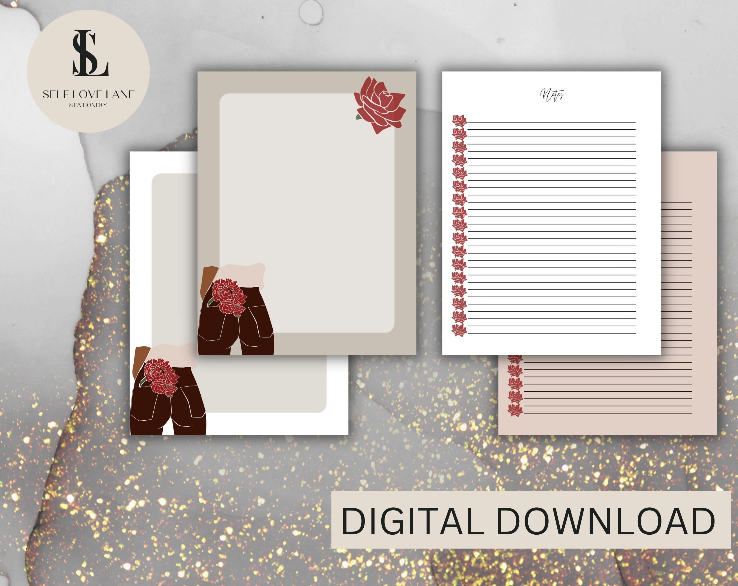 Printable Stationery Set US Letter Size PDF, Instant Download ...
