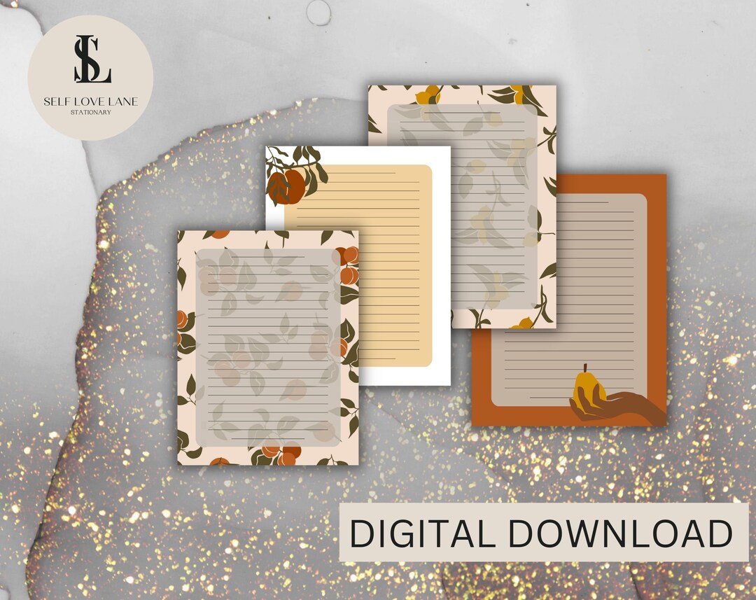 Printable Stationery Set US Letter Size PDF, Instant Download ...