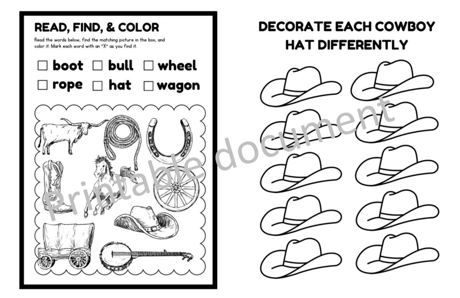 Western Kids Activity Guide, Downloadable Pages, Word Search, Ages 5-9 ...