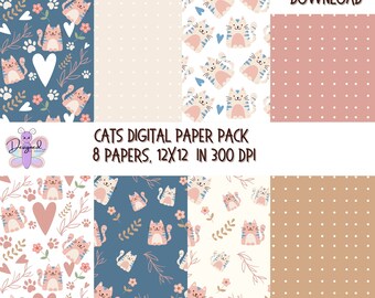Cat Digital Paper PNG Digital Download Cat Paper Instant Download Cat ...