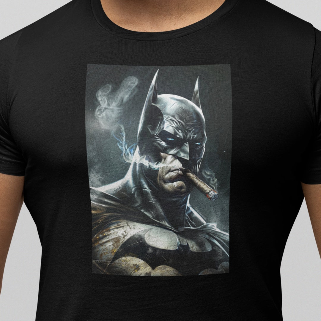 Dark Knight Vibes, Batman With a Cigar Graphic Tee, Crime Fighter ...