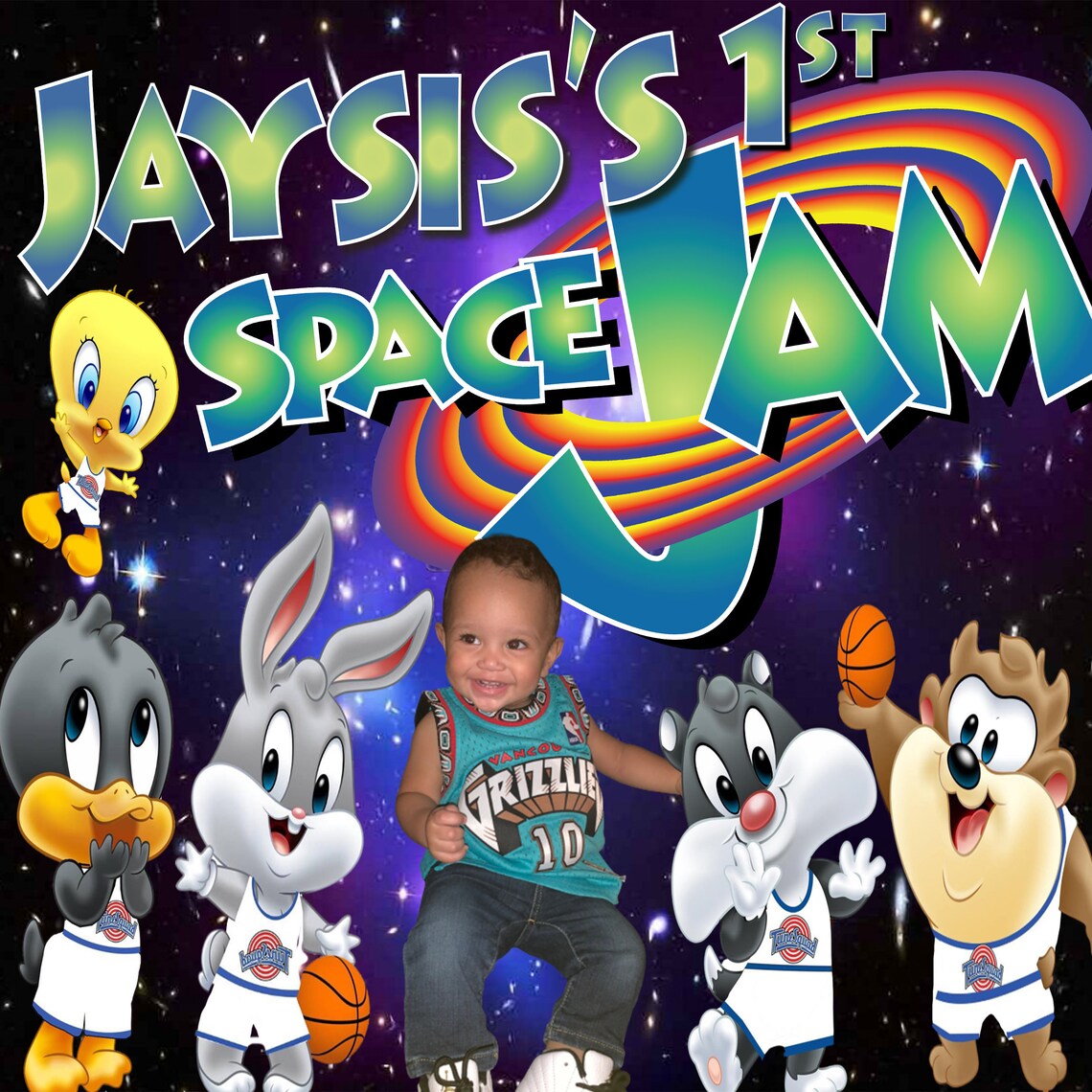 BABY Space Jam Custom Backdrop (printed & Shipped or Digital) - Etsy
