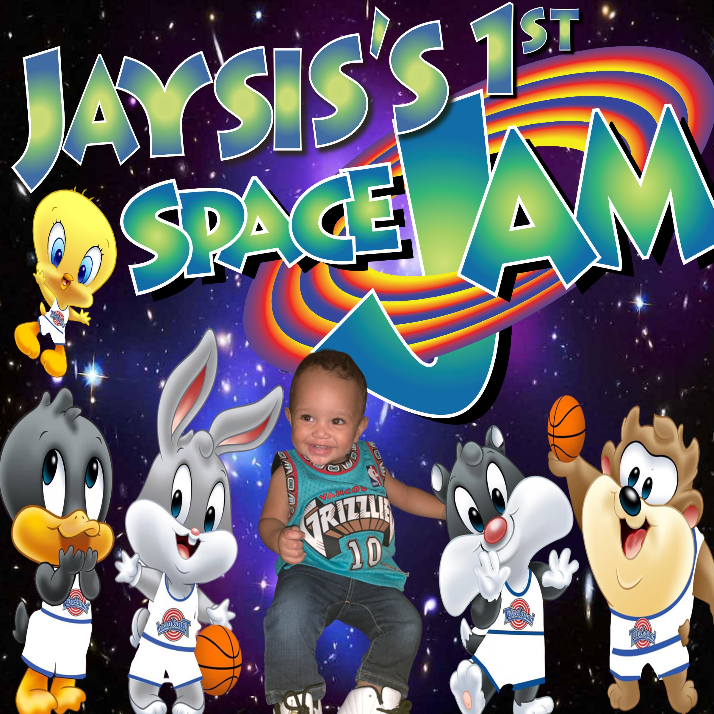 BABY Space Jam Custom Backdrop (printed & Shipped or Digital) - Etsy
