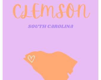 Clemson University Tigers Preppy Digital Print - Etsy
