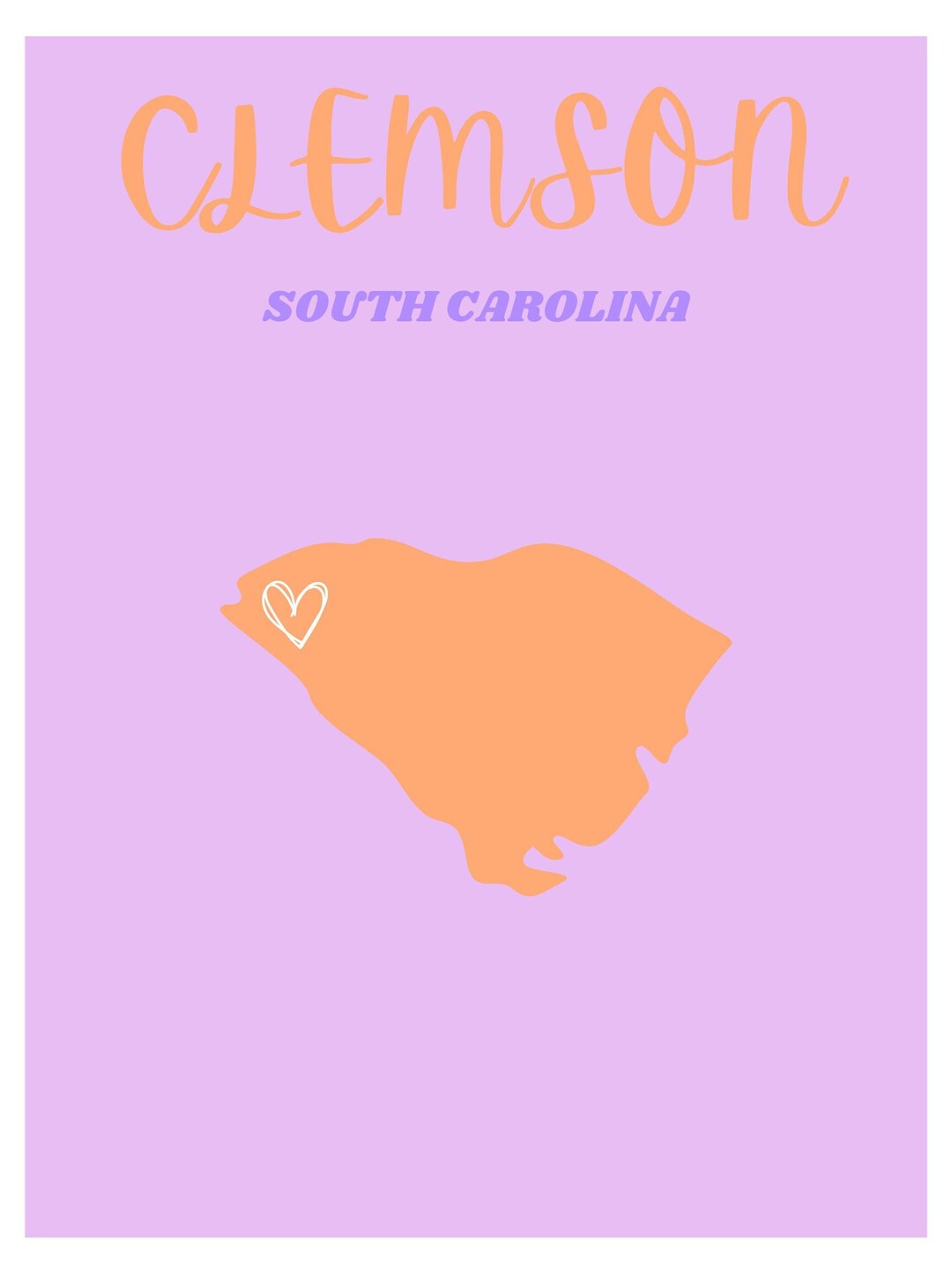 South Carolina State Clemson Theme Preppy Digital Print - Etsy