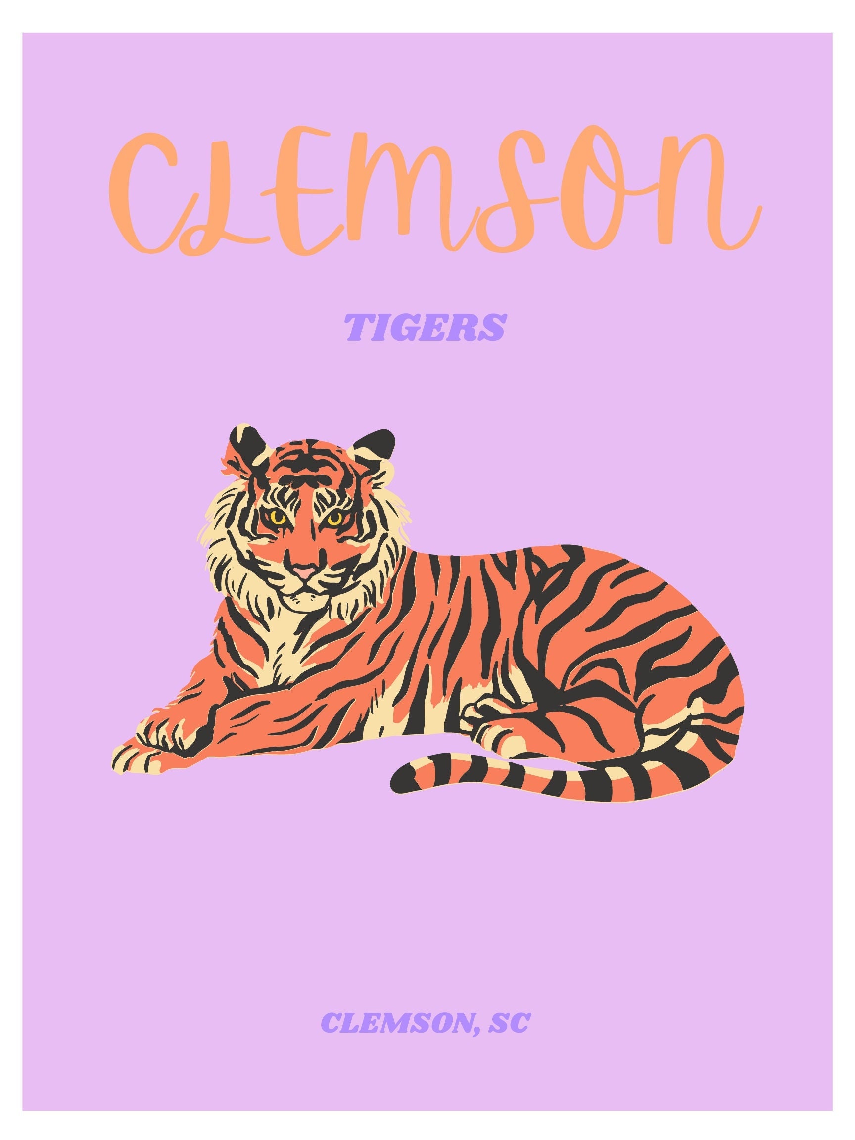 Clemson University Tigers Preppy Digital Print - Etsy