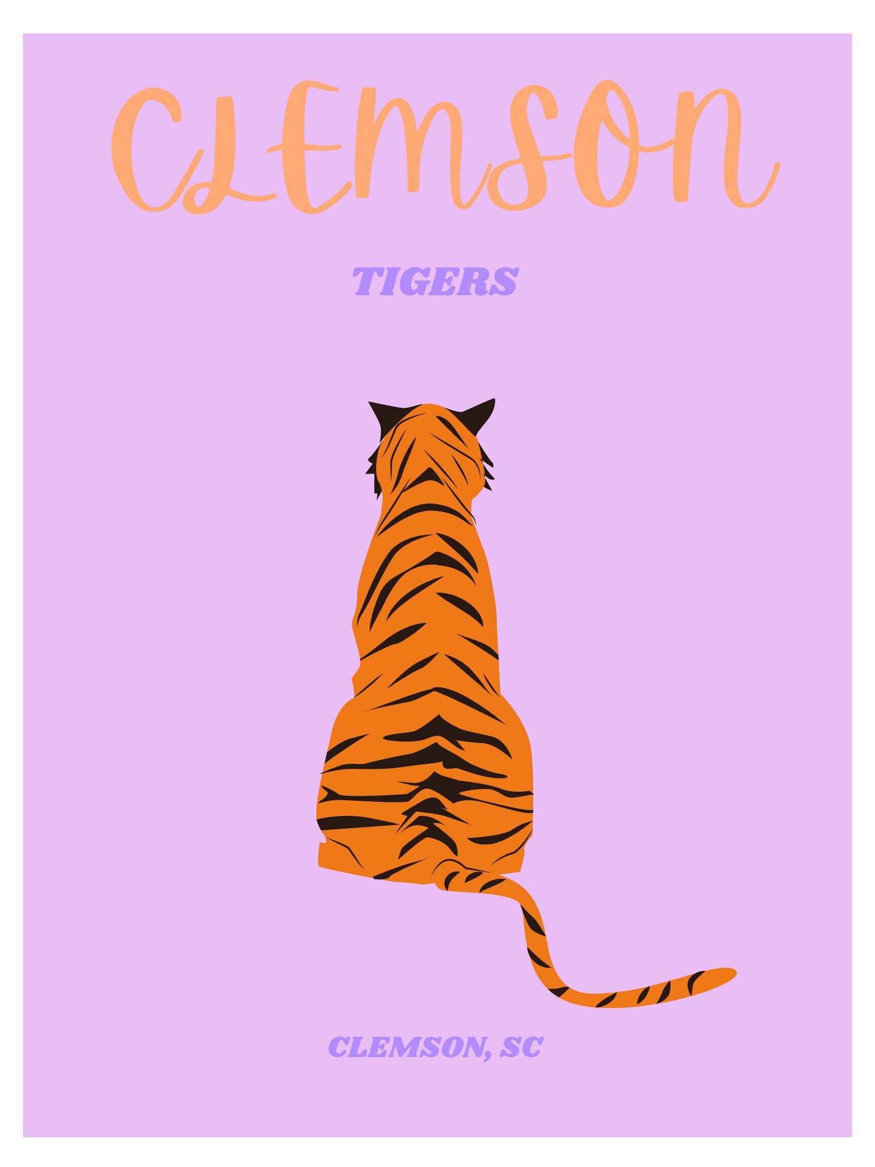 Clemson University Tigers Preppy Digital Print - Etsy