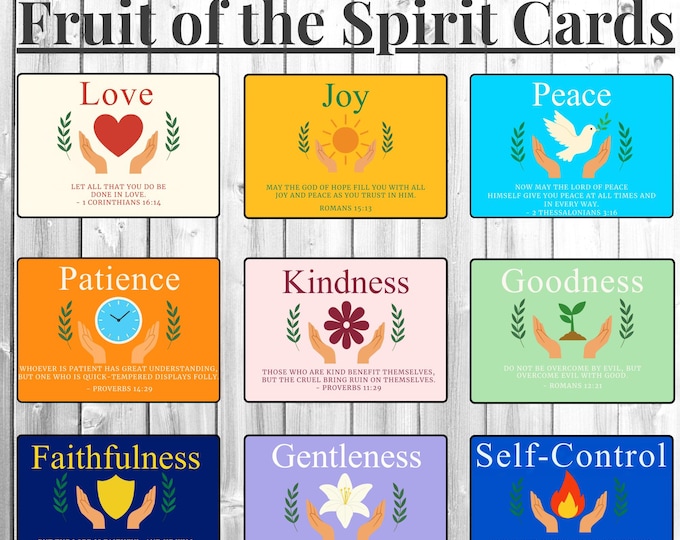 Fruit of the Spirit Scripture Cards: Christian Bible Verse (digital ...