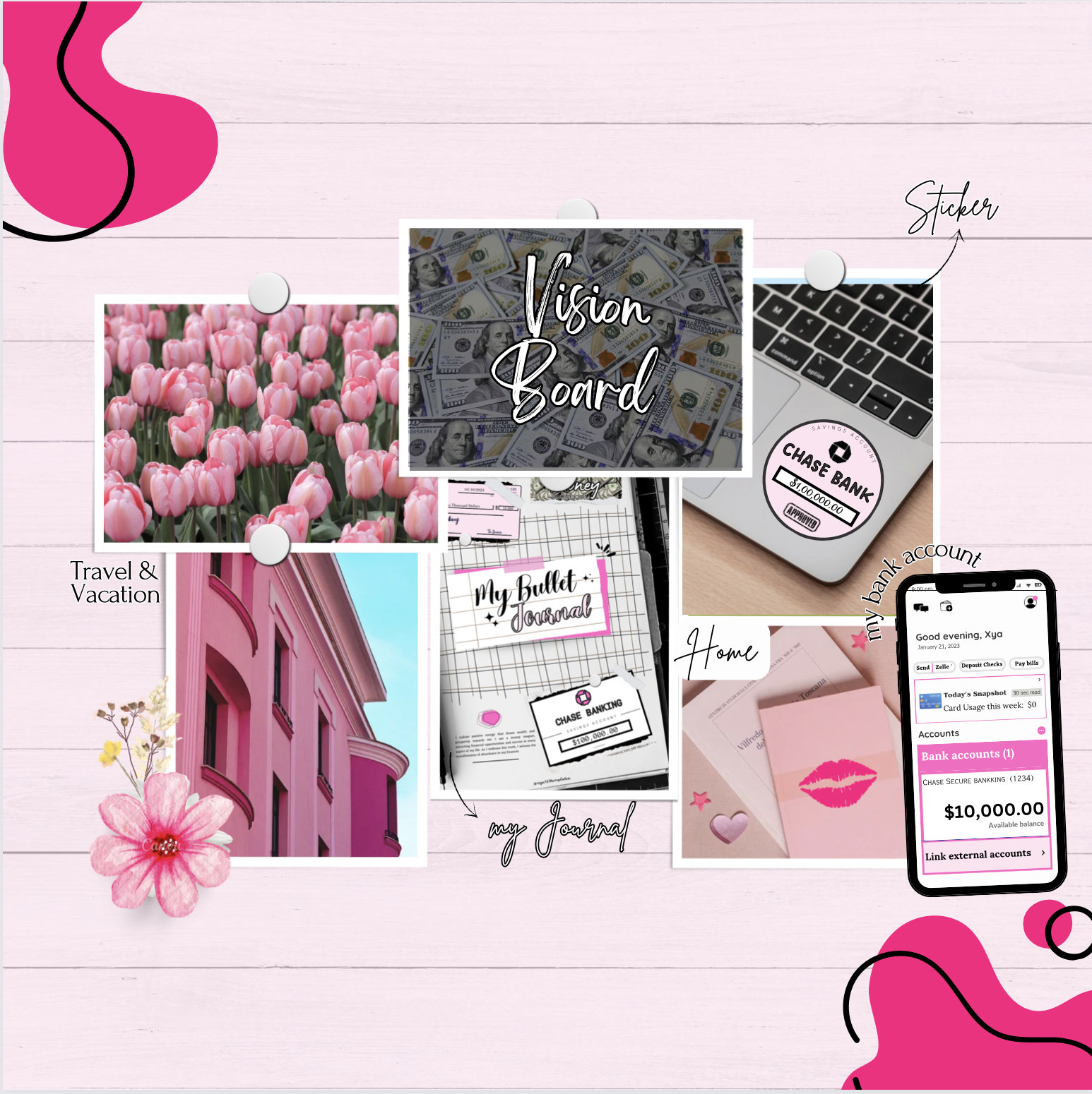 Pink Money Manifestation Checks | Editable Printable PDF Canva ...