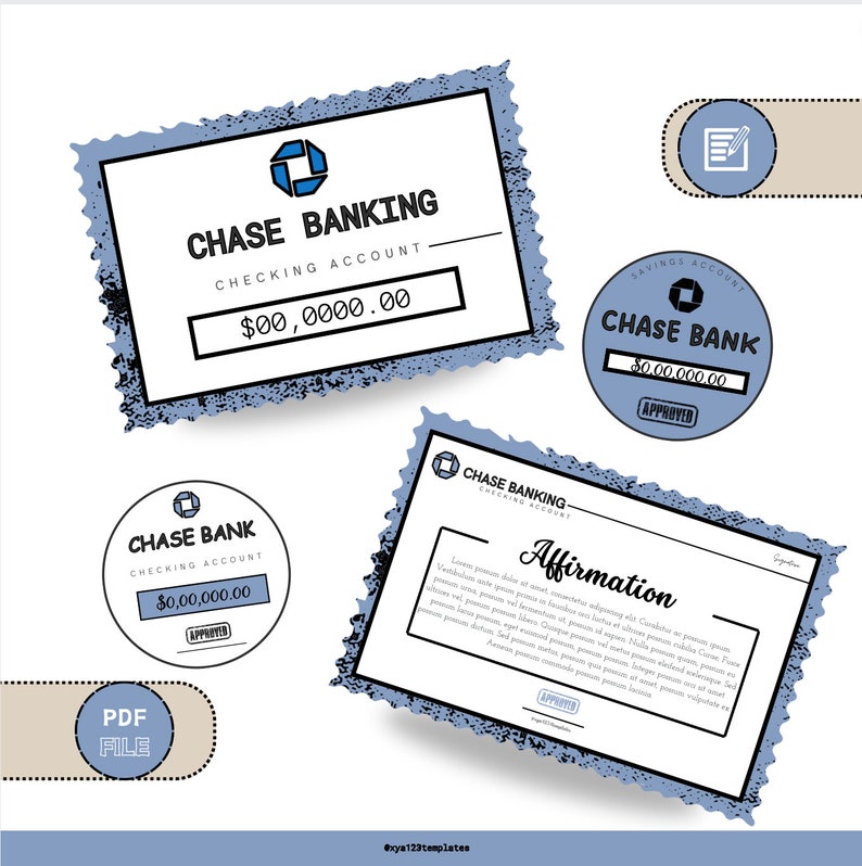 Blue Money Manifestation Checks Editable Printable PDF Blank Canva ...