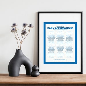 Daily Affirmations Poster, Large Printable Art, Bar Cart Decor, College ...