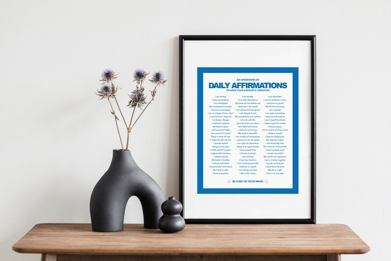 Daily Affirmations Poster, Large Printable Art, Bar Cart Decor, College ...