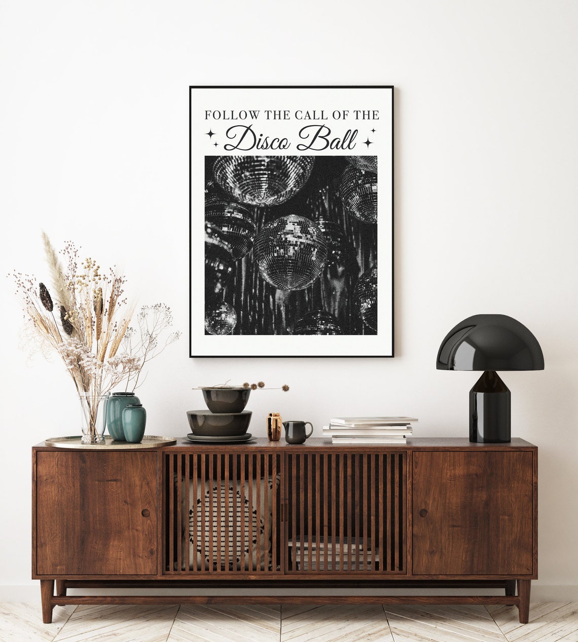 Disco Ball Party Poster, Large Printable Art, Bar Cart Decor, College ...
