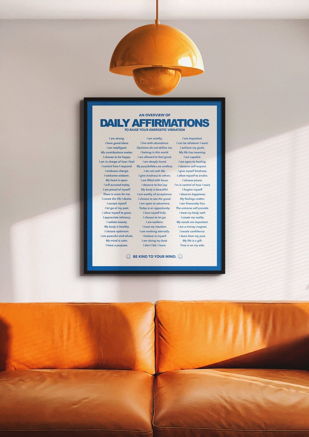Daily Affirmations Poster, Large Printable Art, Bar Cart Decor, College ...