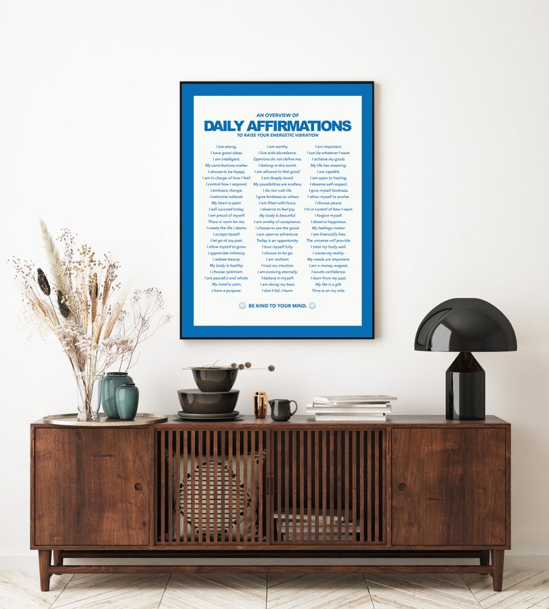 Daily Affirmations Poster, Large Printable Art, Bar Cart Decor, College ...